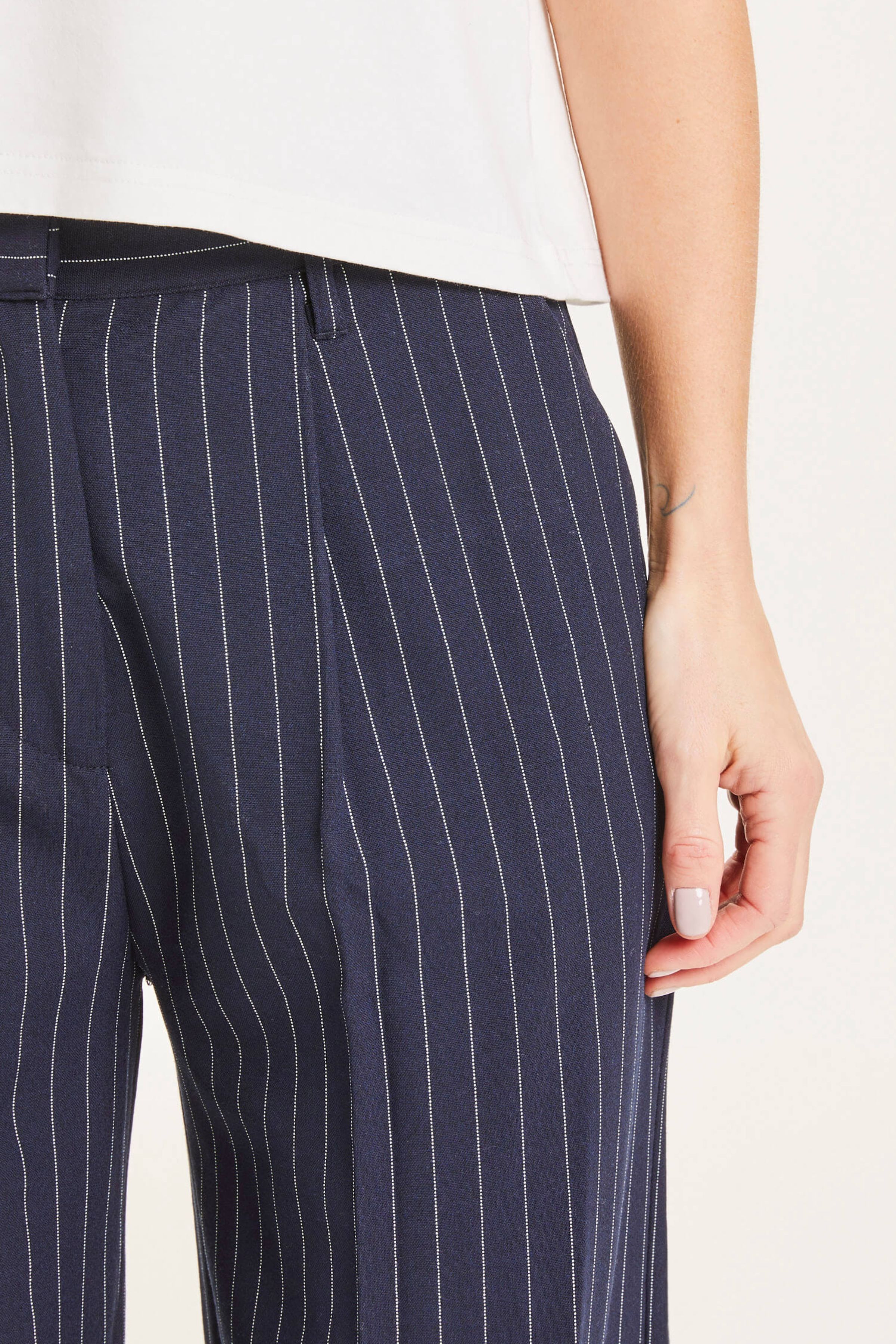 KnowledgeCotton Hose Posey Pin Strip Blau | Loveco