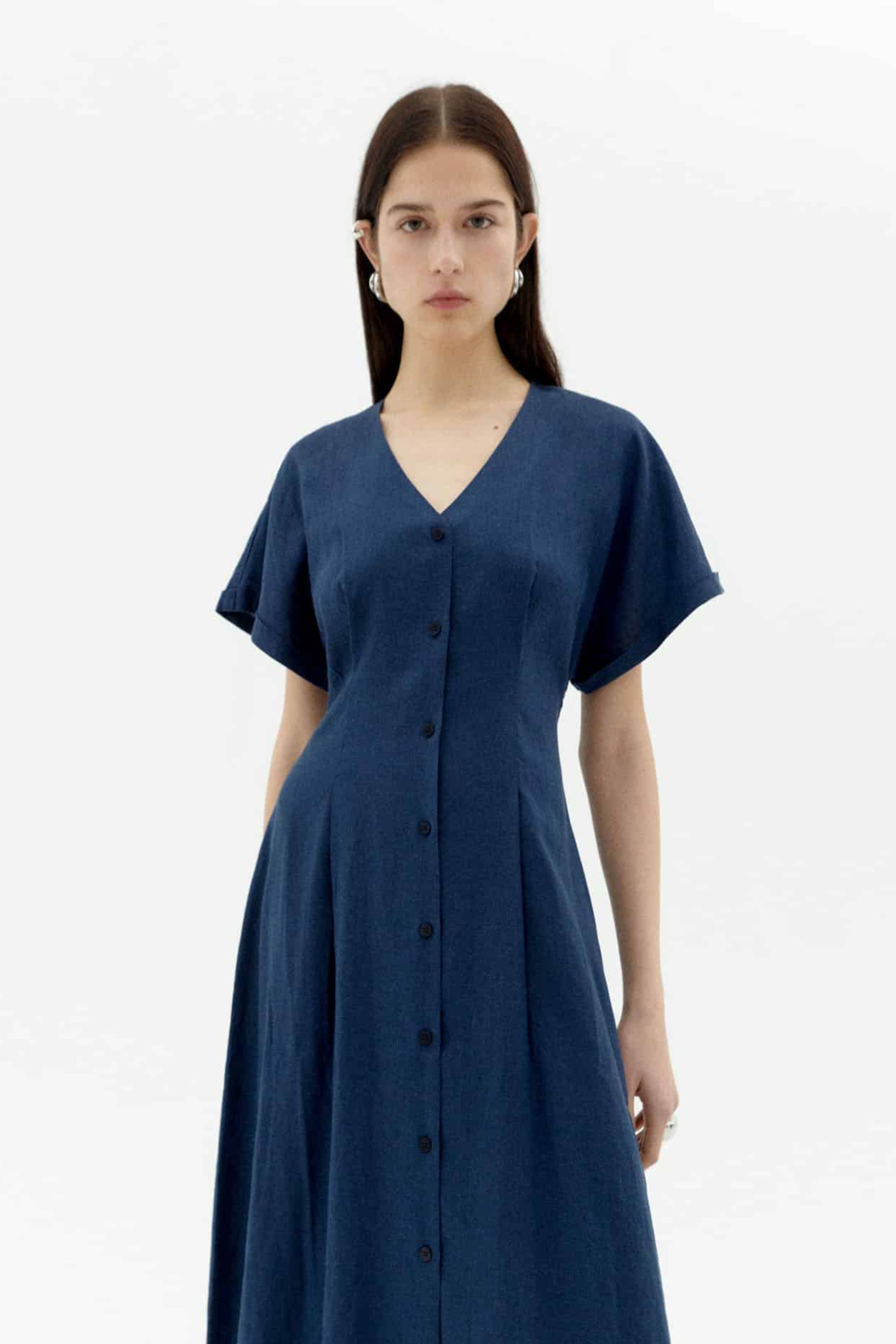 Thinking MU Kleid Laura Hanf Blau | Loveco