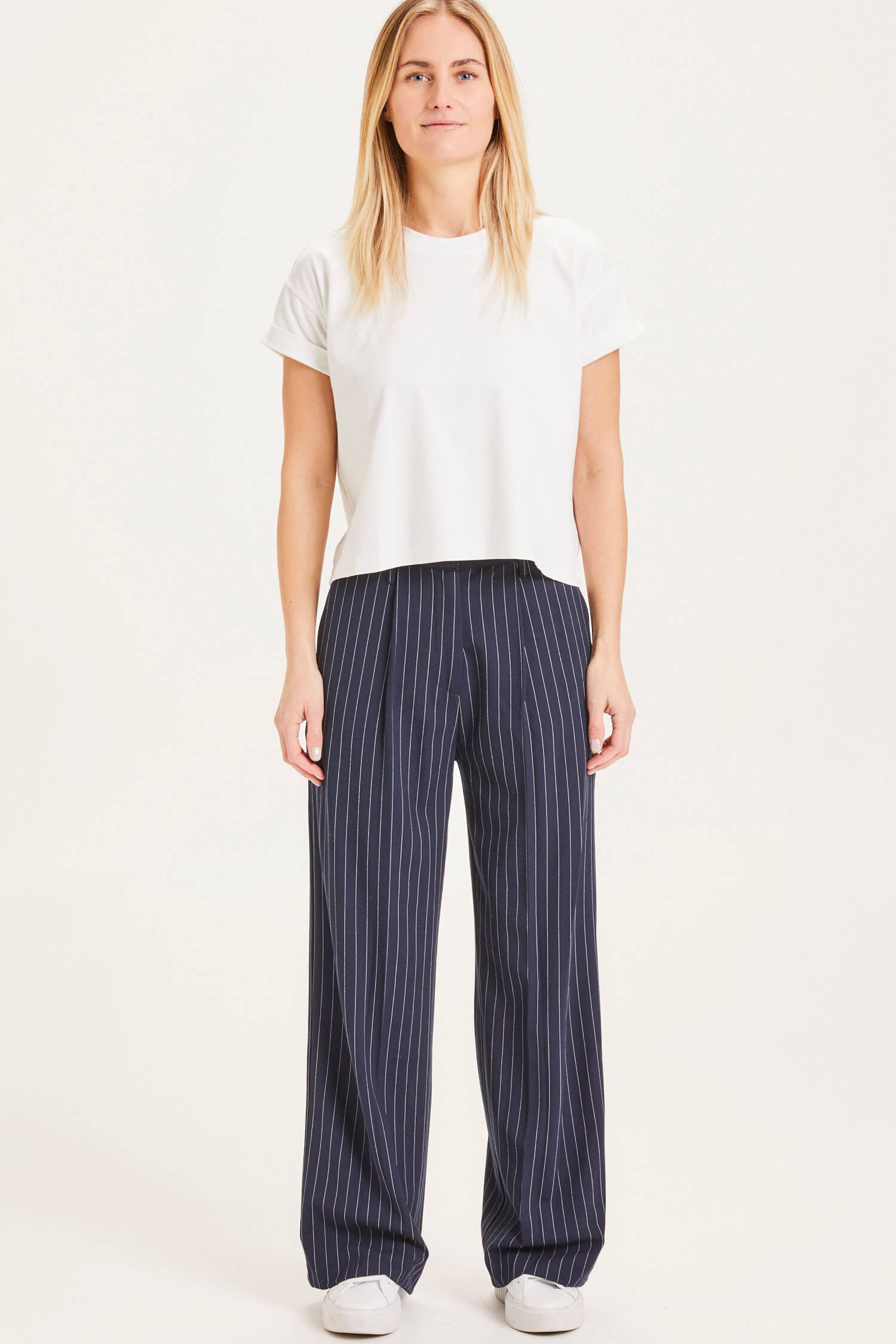 KnowledgeCotton Hose Posey Pin Strip Blau | Loveco