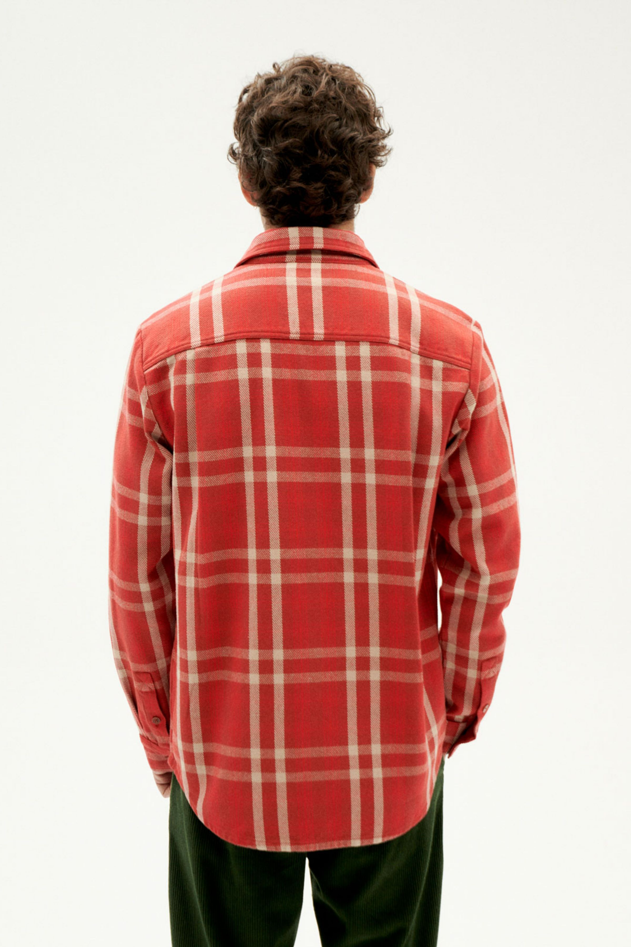 Thinking MU Overshirt Lucas Chili Heavy Checks Rot | Loveco