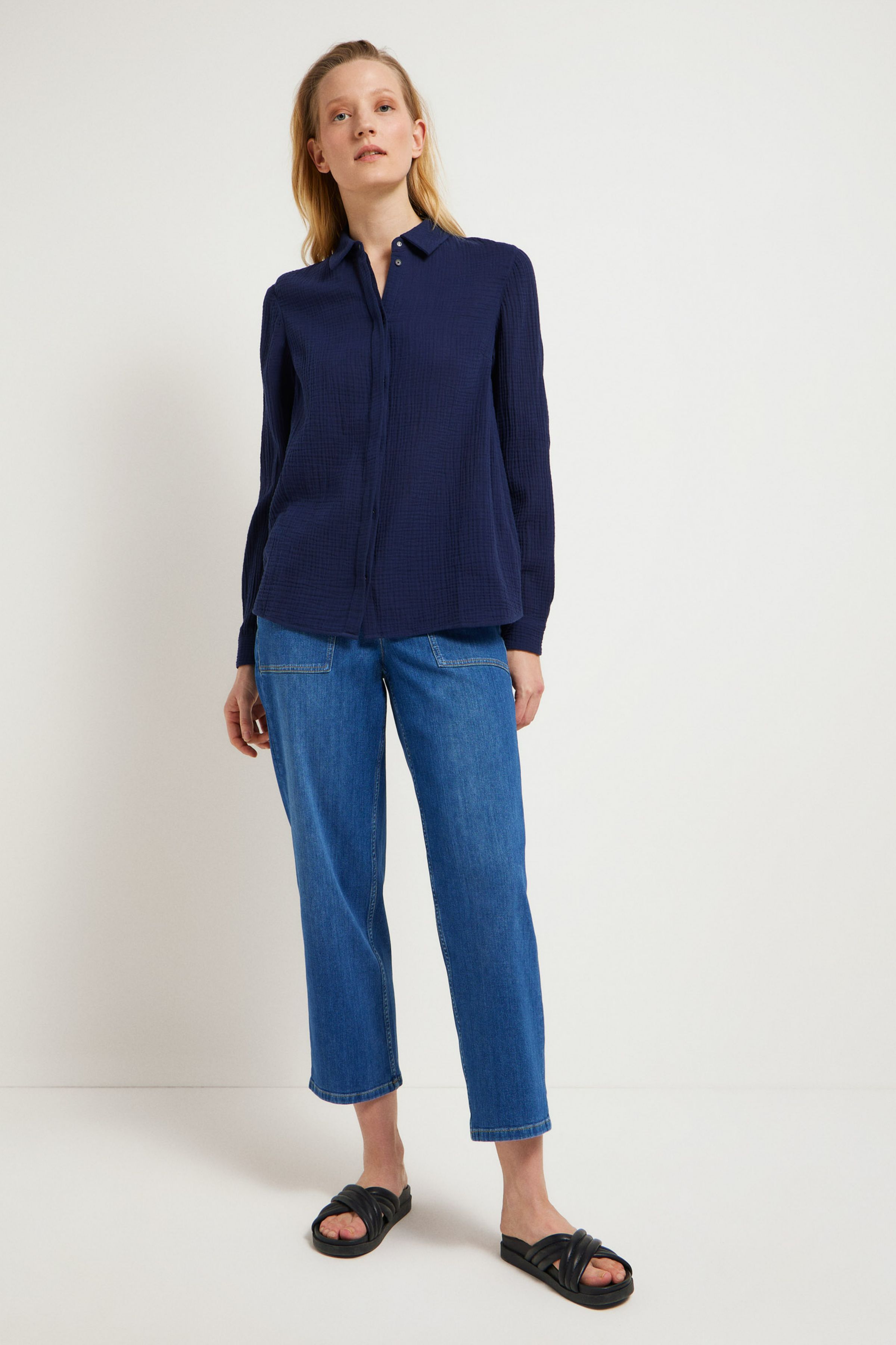 Lanius Hemdbluse mit Struktur Blau | Loveco