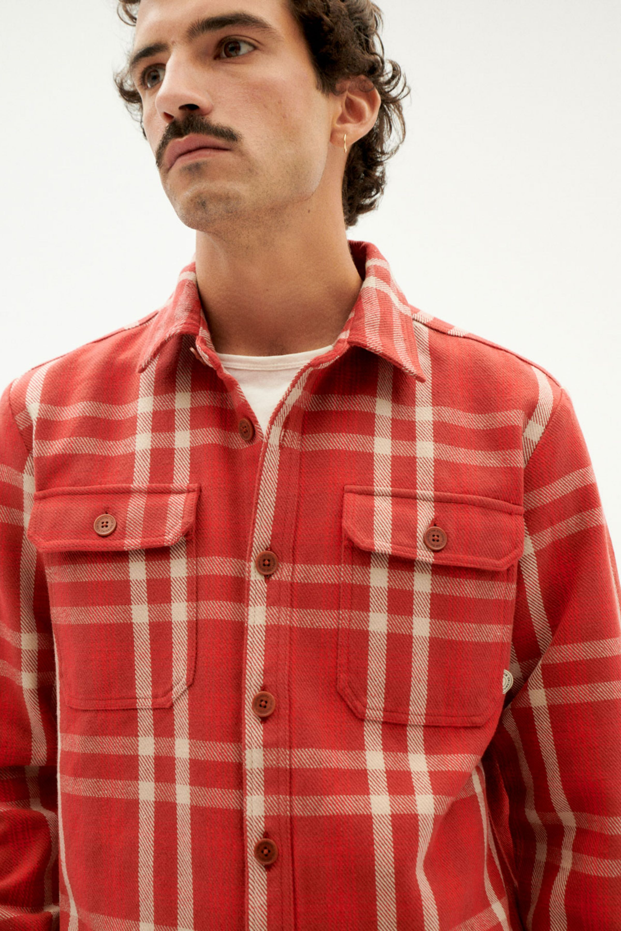 Thinking MU Overshirt Lucas Chili Heavy Checks Rot | Loveco