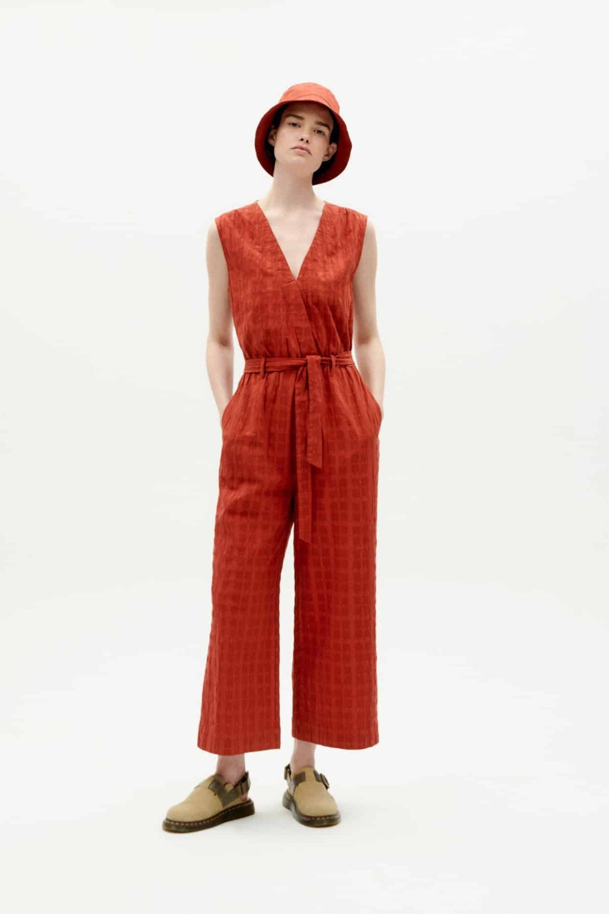 Thinking MU Jumpsuit Winona Cuadrito Rot | Loveco