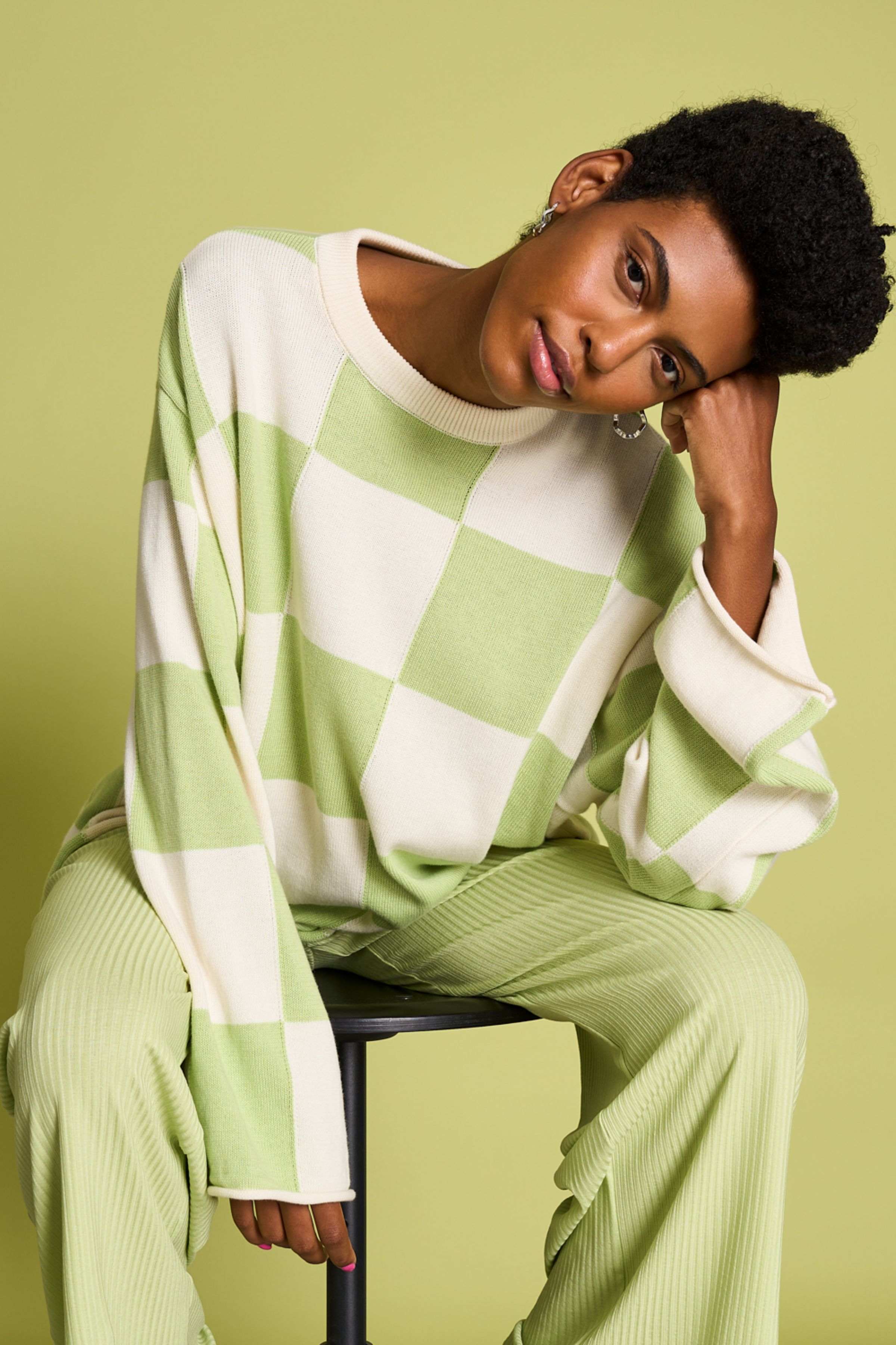 JAN 'N JUNE Pullover Marta Matcha Checked | Loveco